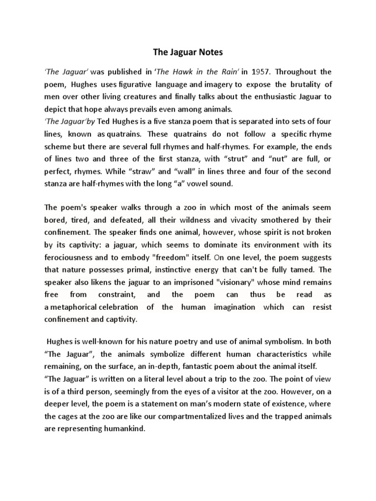 2) The Jaguar | PDF | Poetry | Zoo