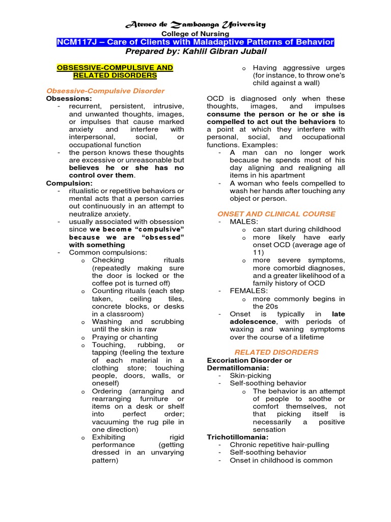 Obsessive Compulsive and Related Disorders | PDF