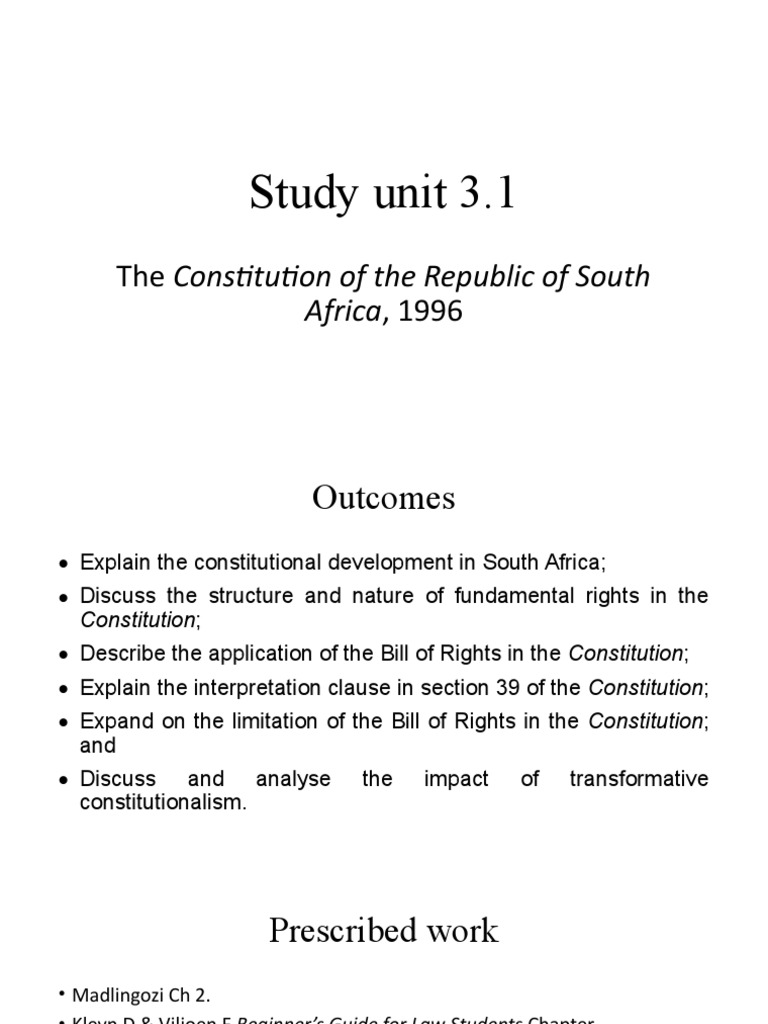 South Africa's 1996 Constitution Study | PDF | Separation Of Powers ...
