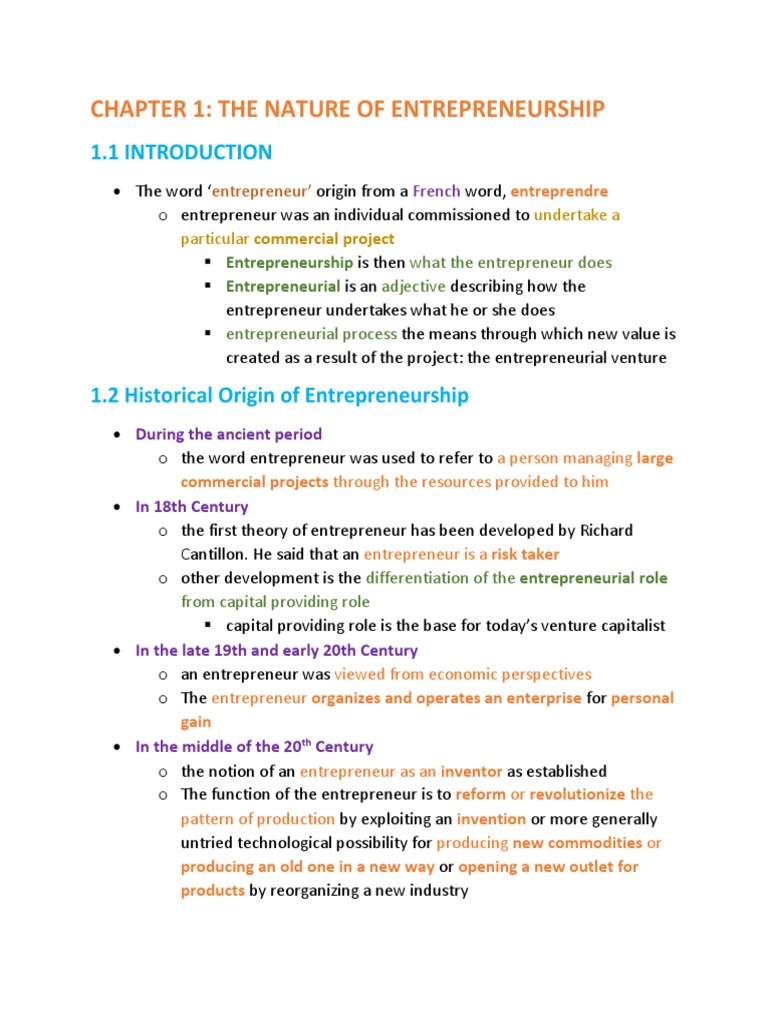 Entrepreneurship Chap 1 Note | Download Free PDF | Entrepreneurship ...