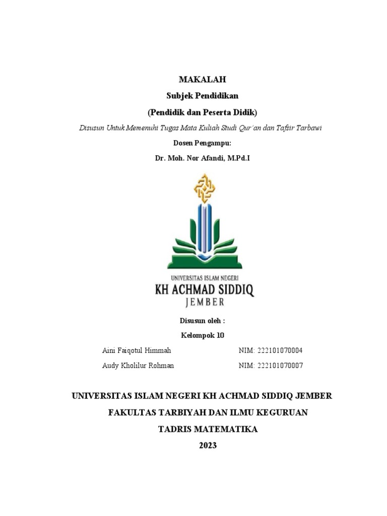 Subjek Pendidikan | PDF