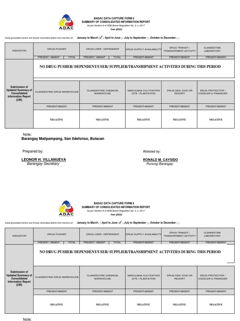 BADAC Consolidated Information Report | PDF | Illegal Drug Trade | Health Care