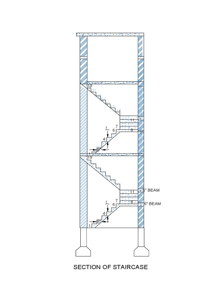 Staircase Sectional Elevation | PDF