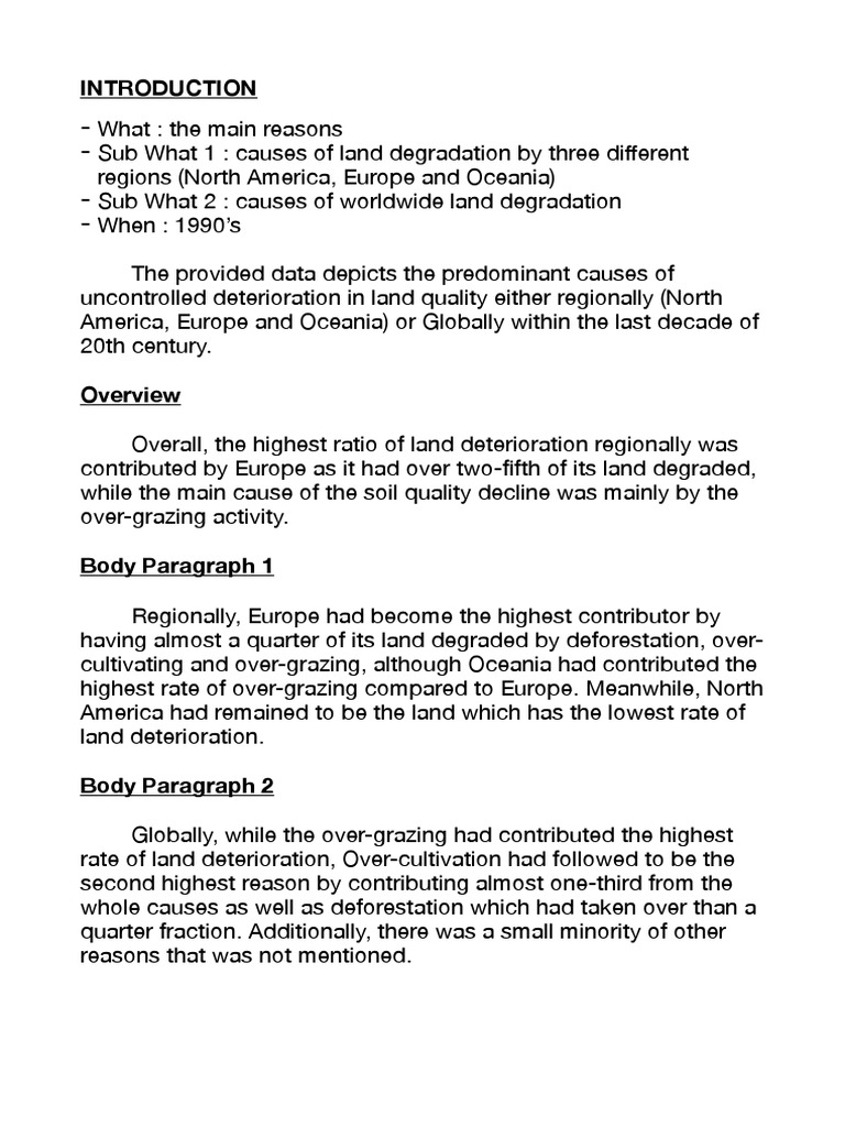 Writing Task 1 (Causes of Land Degradation) | PDF