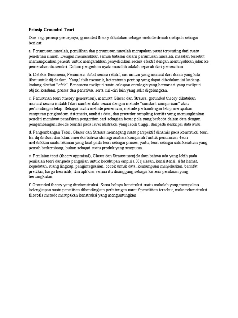 Prinsip Dasar Grounded Theory | PDF