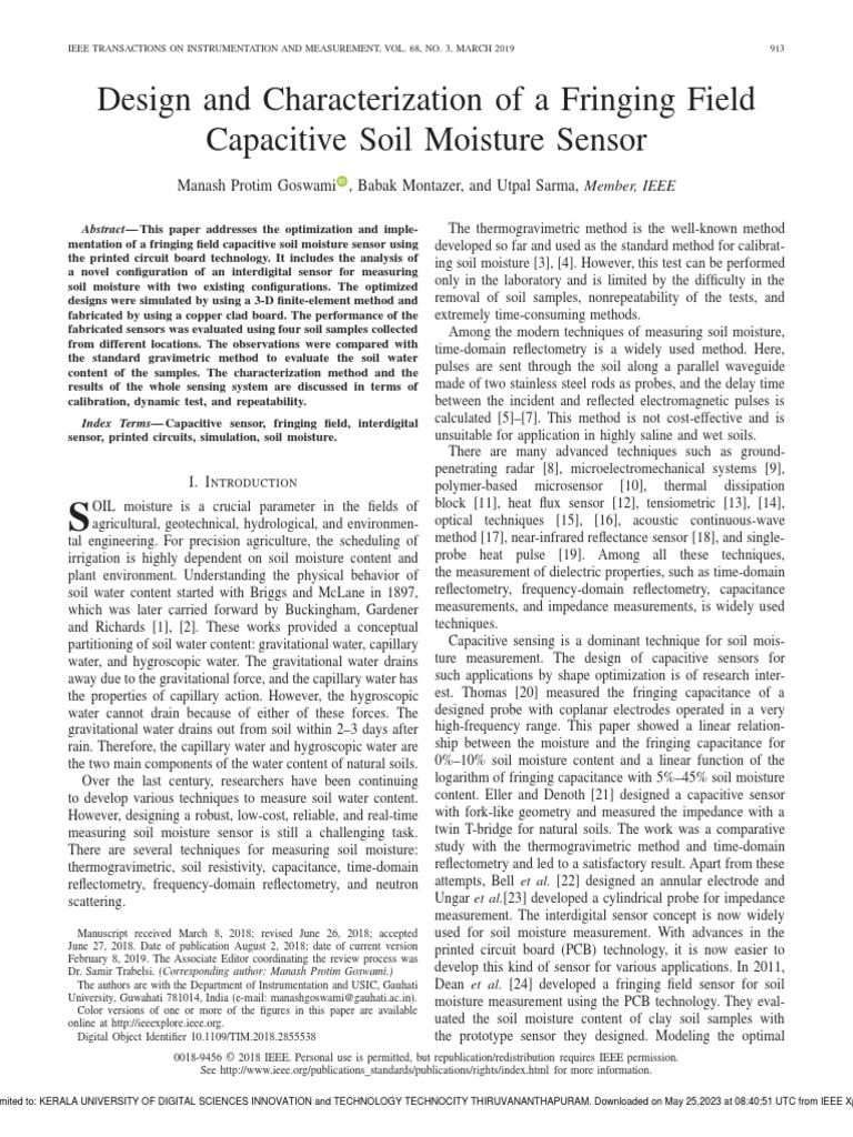 Design and Characterization of A Fringing Field Capacitive Soil ...