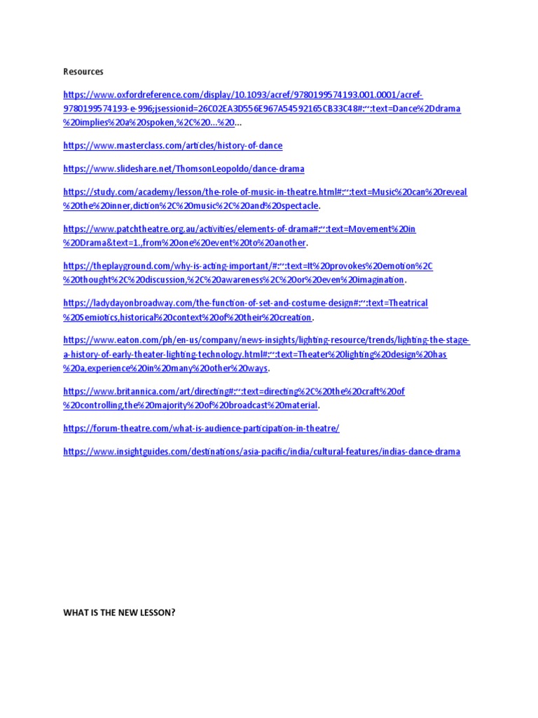 Dance Drama Module (Content) | PDF | Dances | Actor