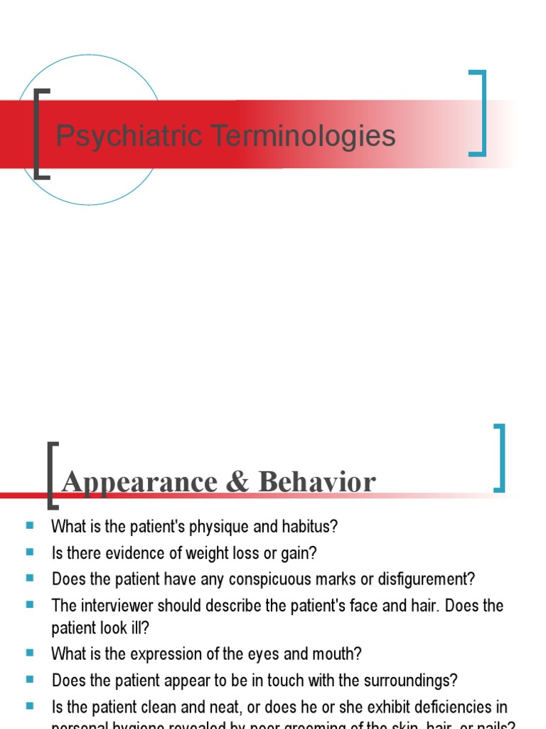 Terminologies Use in Psychiatry | PDF | Delusion | Mental Disorder