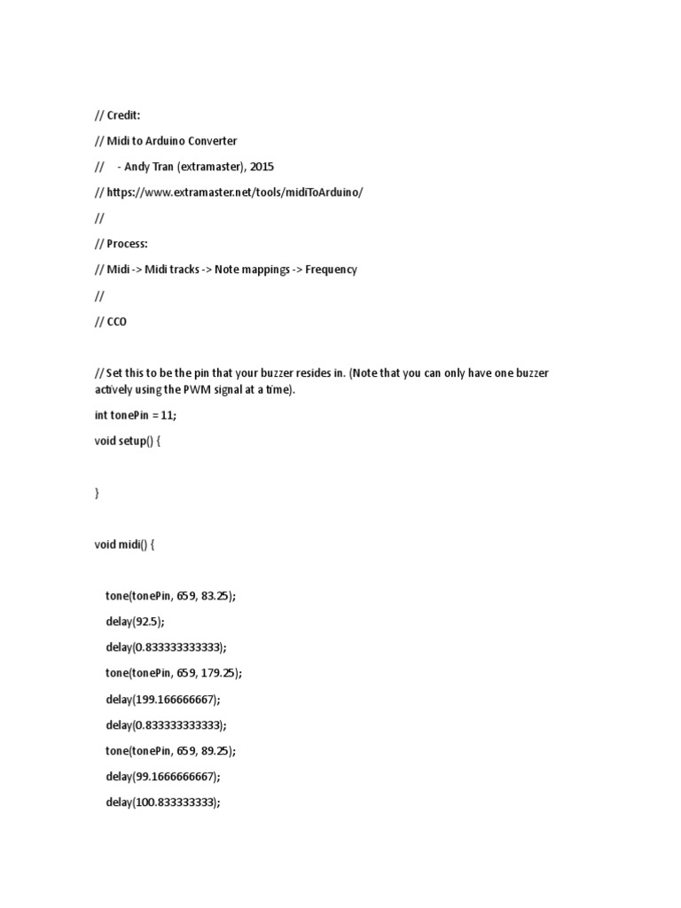 Arduino Midi Tune | PDF