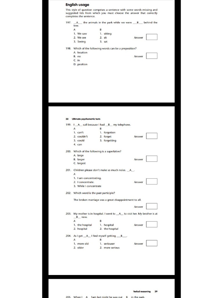 Verbal Reasoning Worksheet | PDF