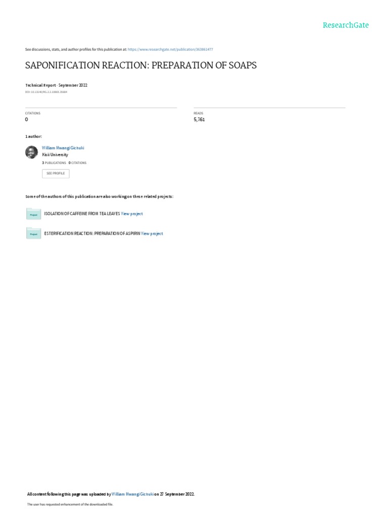 Sap On If Ication Process Preparation of Soaps | PDF | Soap | Sodium Hydroxide