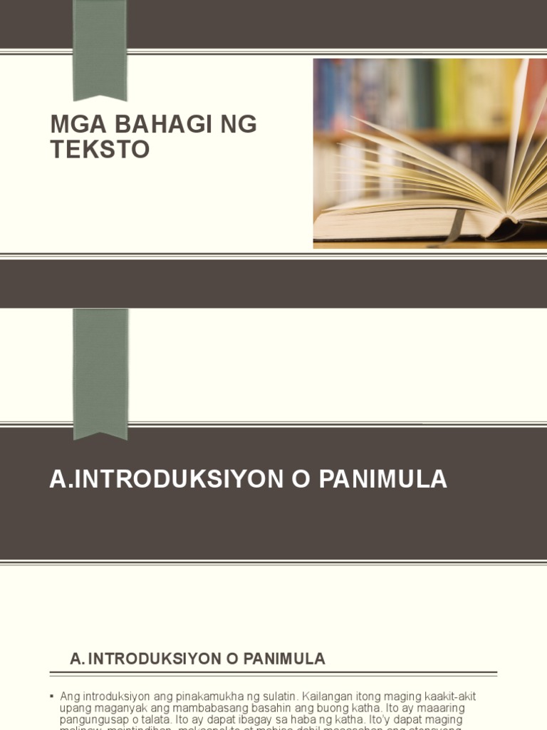 Mga Bahagi NG Teksto | PDF