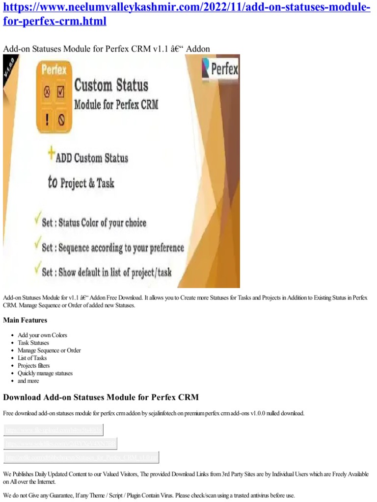 Add - On Statuses Module For Perfex CRM v1 - 1 - Addon | PDF