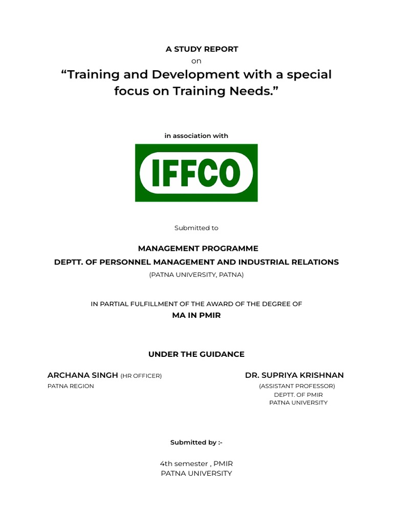 Iffco Training Project Report | PDF | Fertilizer