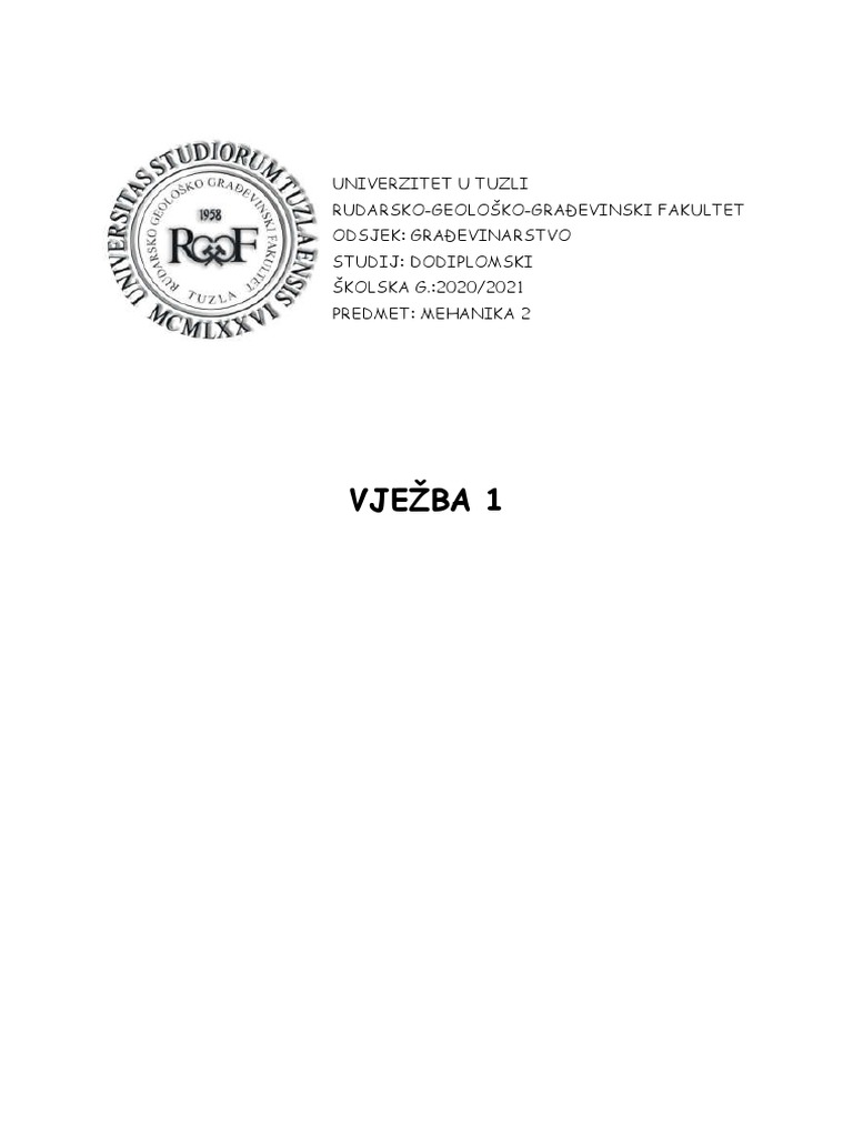 Mehanika 2.vjezba 1 | PDF