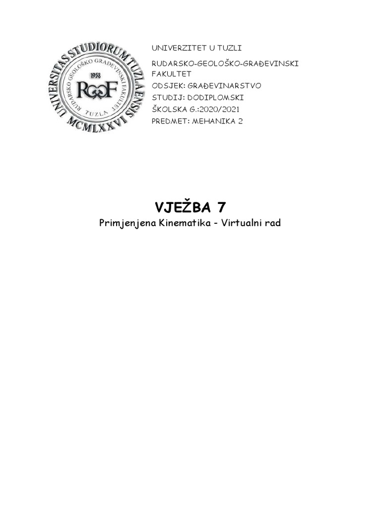 Mehanika 2 Vjezba 7 | PDF