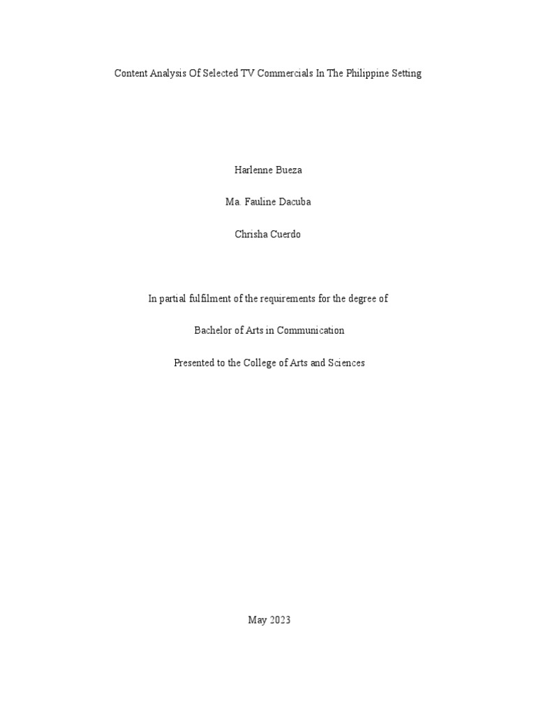 Analysis of TV Commercials in Philippine Setting EDITED | PDF ...