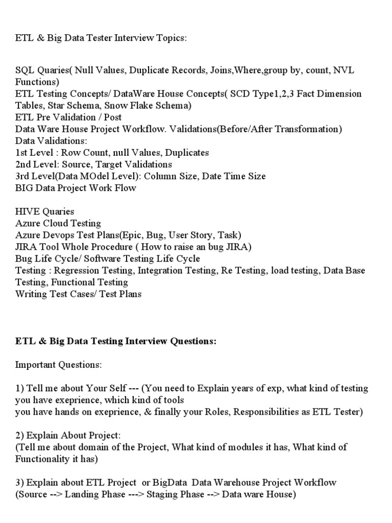ETL - Interview Question&Answers-2 | PDF | Scrum (Software Development ...