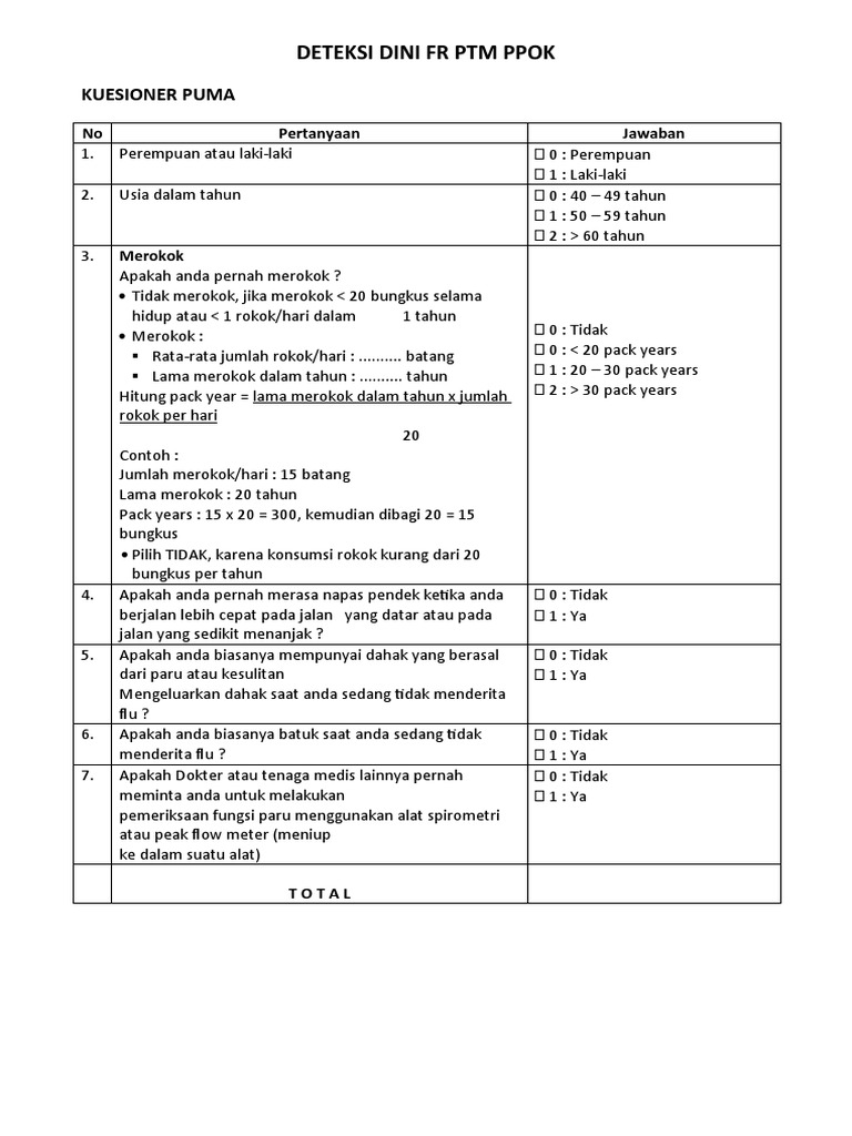 Kuesioner PUMA PPOK | PDF