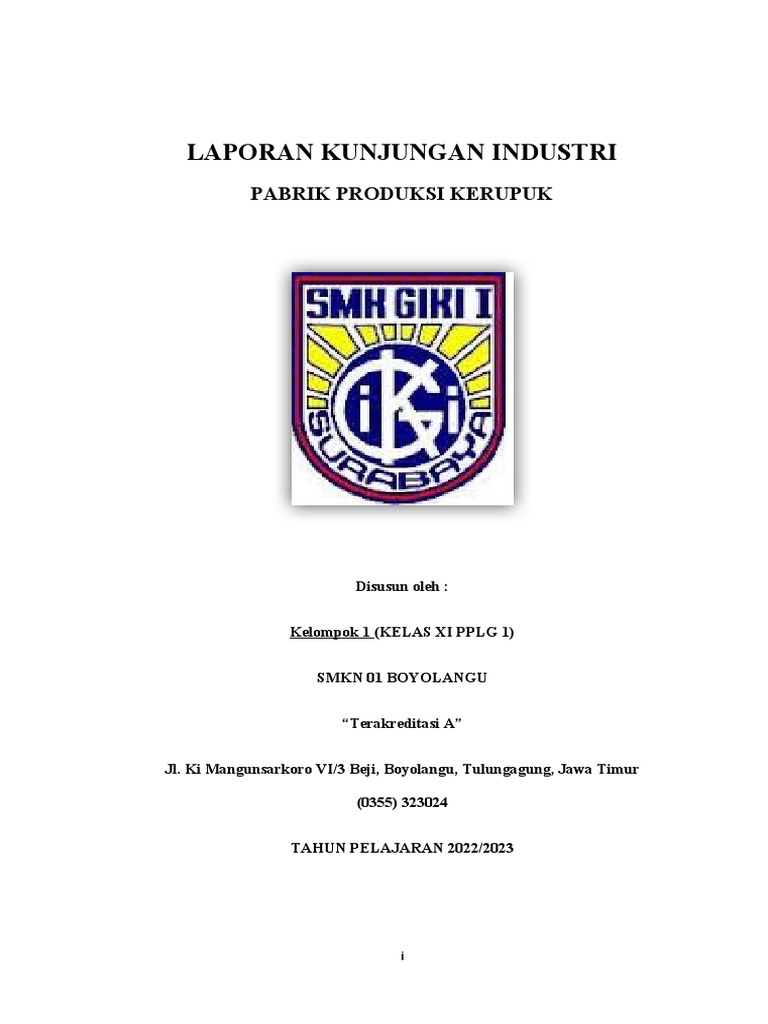 Contoh Laporan Kunjungan Industri | PDF