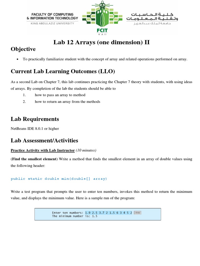 CPCS202 Lab12 | PDF | Parameter (Computer Programming) | Method (Computer Programming)