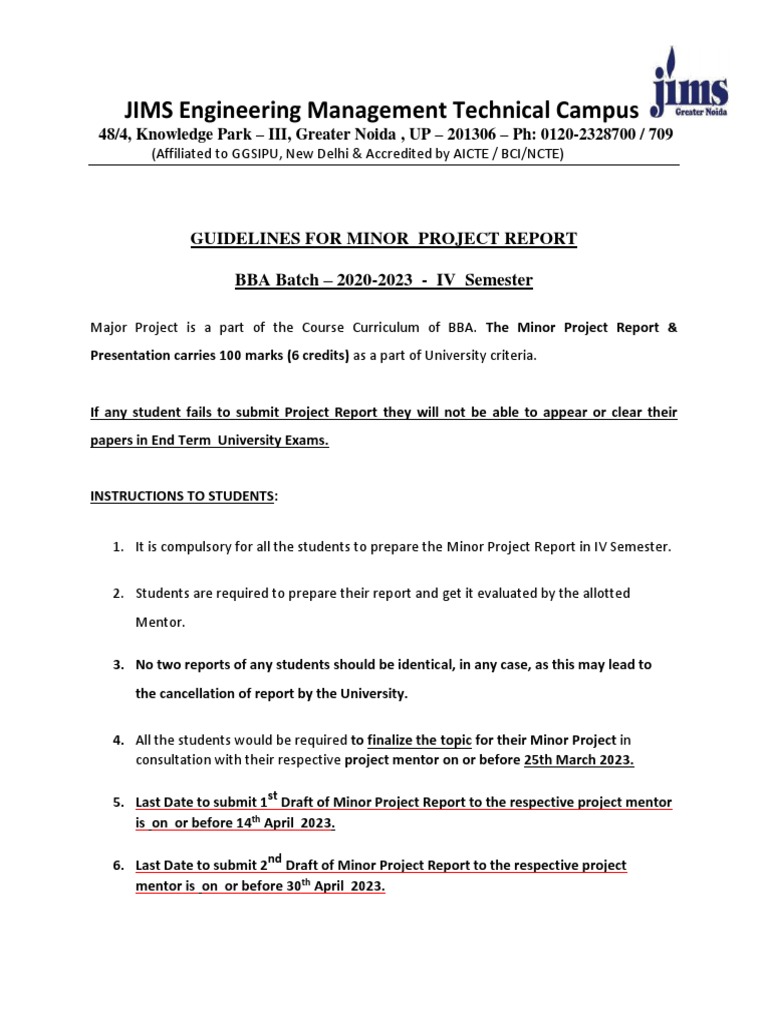 March 2023 - Minor - GUIDELINES - MINOR PROJECT REPORT | PDF | Data ...