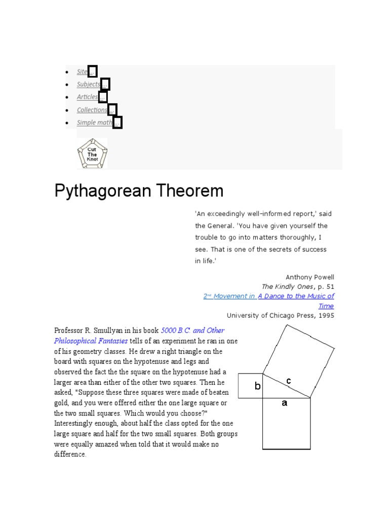 Pythagorean Theorem Proofs | PDF | Trigonometric Functions | Circle