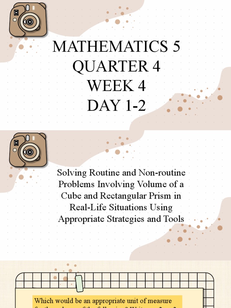 Math 5 Q4 W4 Day 1 2 | PDF | Volume | Length