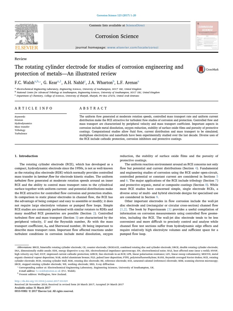 The Rotating Cylinder Electrode For Stud | PDF | Reynolds Number ...