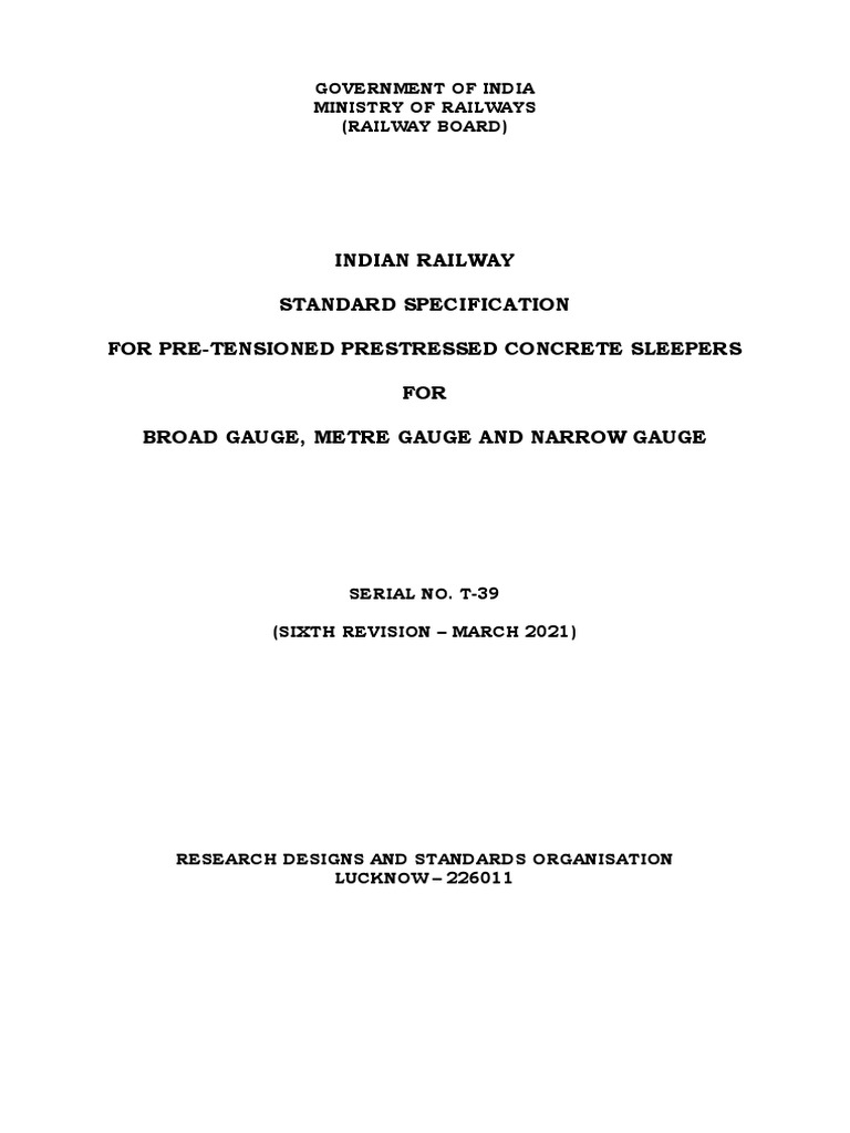 IRS T-39 6th Revision March 2021 - With Corrigendum No - 1 | PDF ...