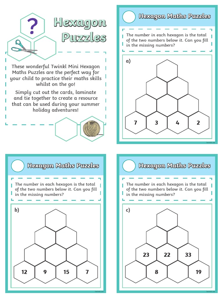 Hexagon Math Puzzles for Kids | PDF