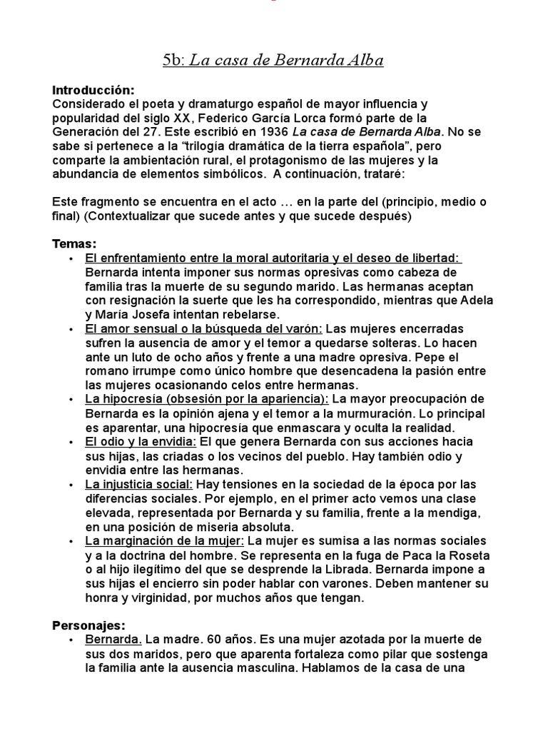 5b La Casa de Bernarda Alba | PDF | Amor