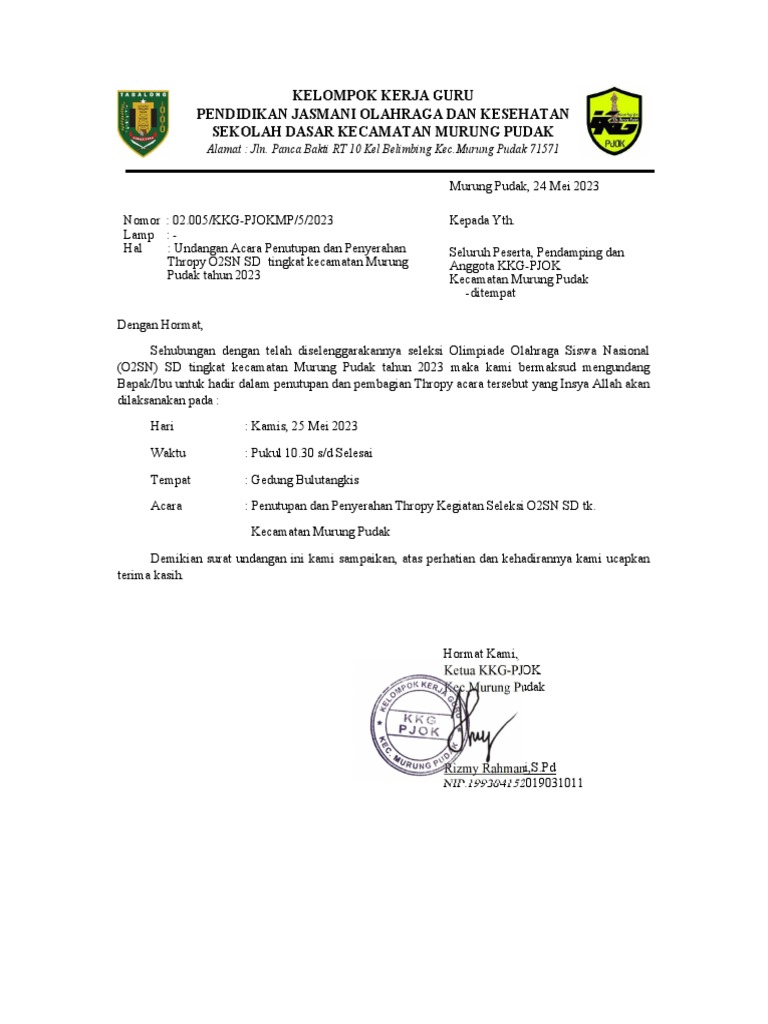 Undangan Penutupan O2SN | PDF