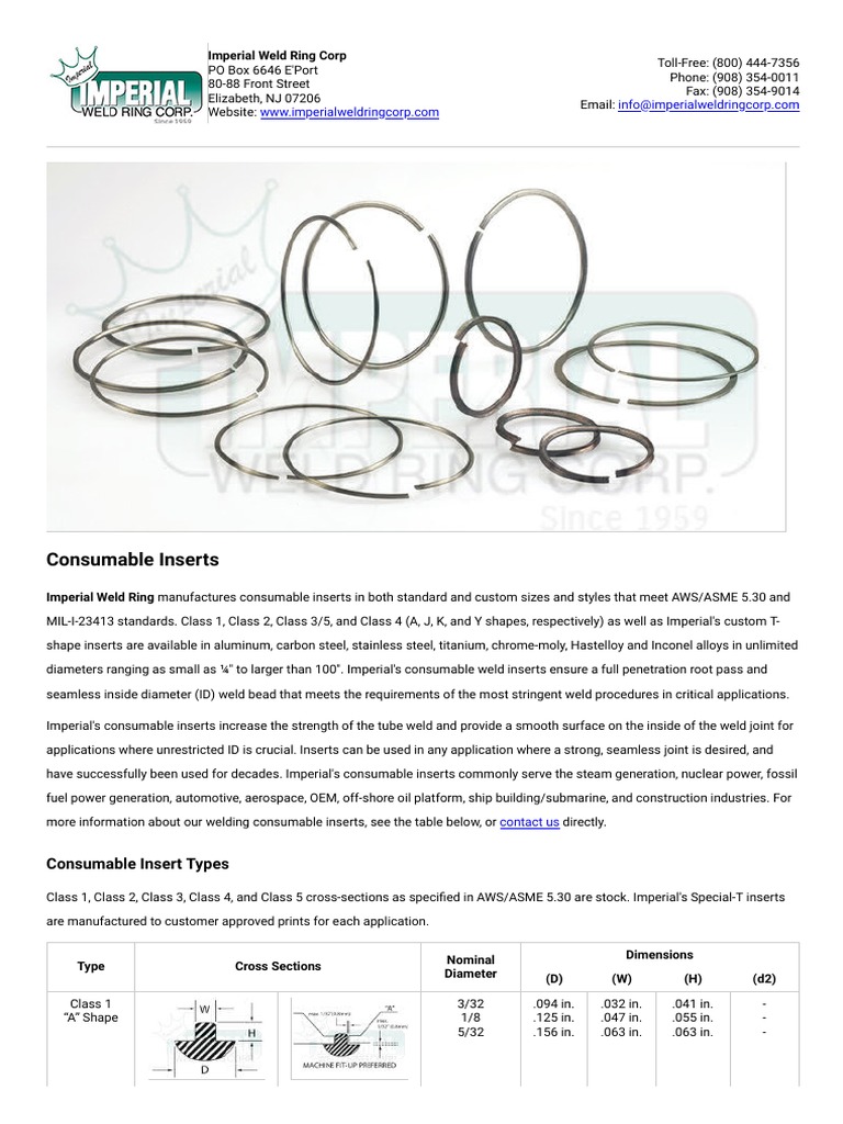 Consumable Inserts Welding | PDF