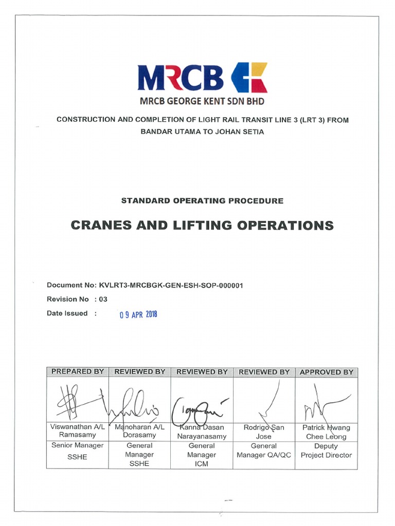 Cranes and Lifting Operations SOP Rev 03 | PDF