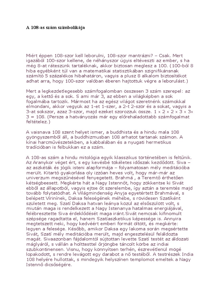 A 108-As Szám Szimbolikája | PDF