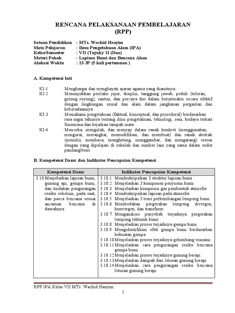 1 RPP KD 3.10 Lapisan Bumi | PDF