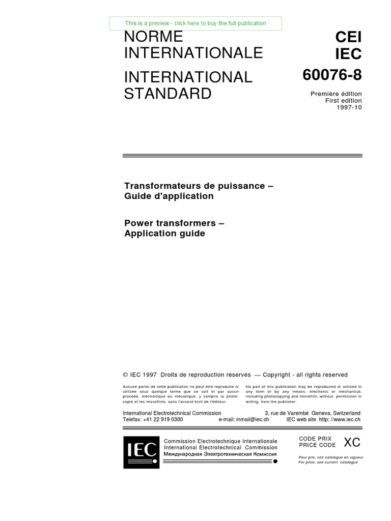 Info Iec60076-8 (Ed1.0) B | PDF