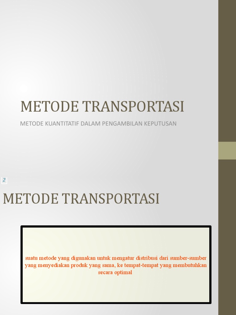 Metode Transportasi | PDF