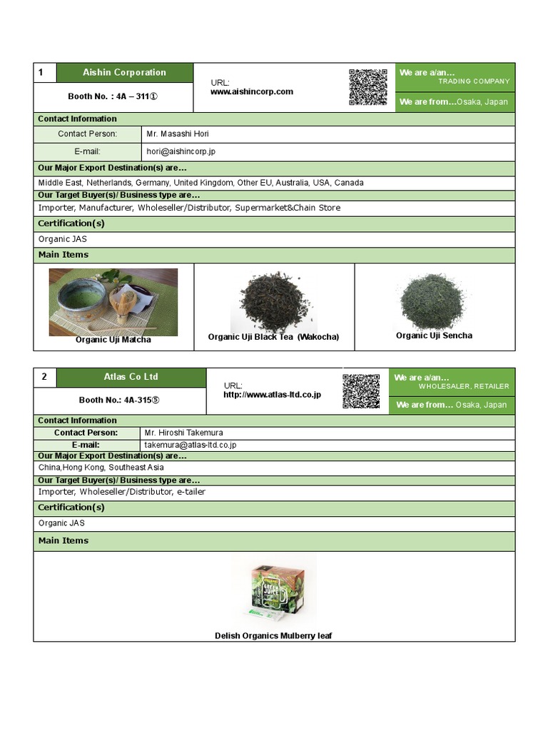 Catalogue Jetro BIOFACH2020 Buyers Form | PDF