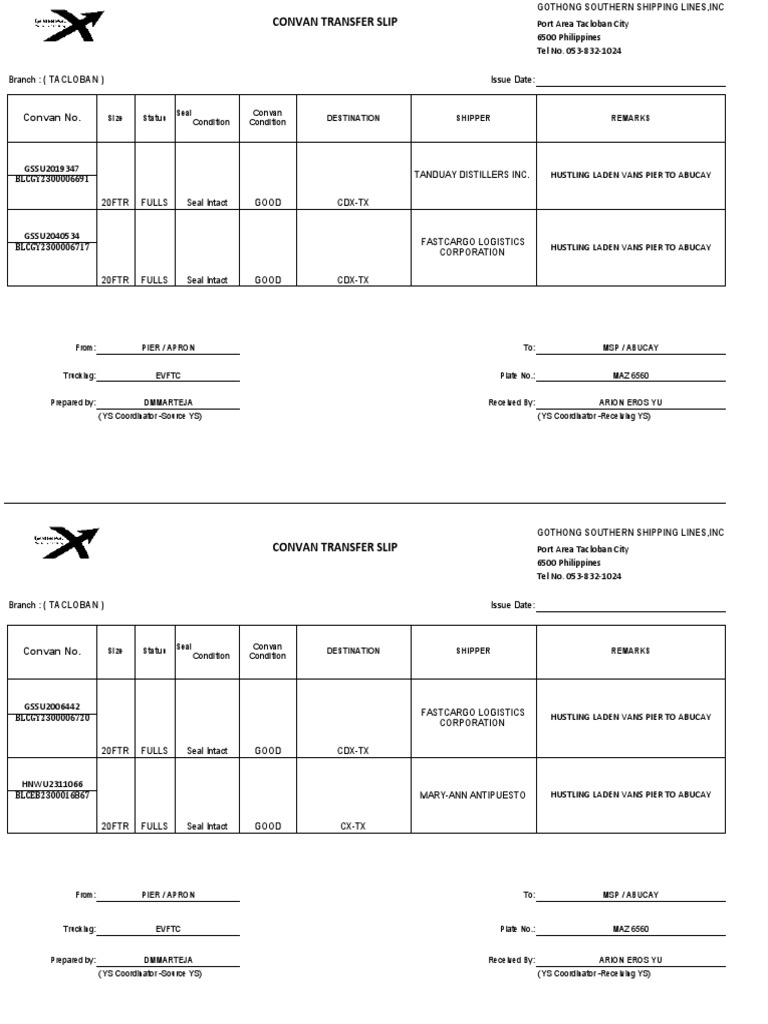 Convan Transfer Slip To Abucay | PDF