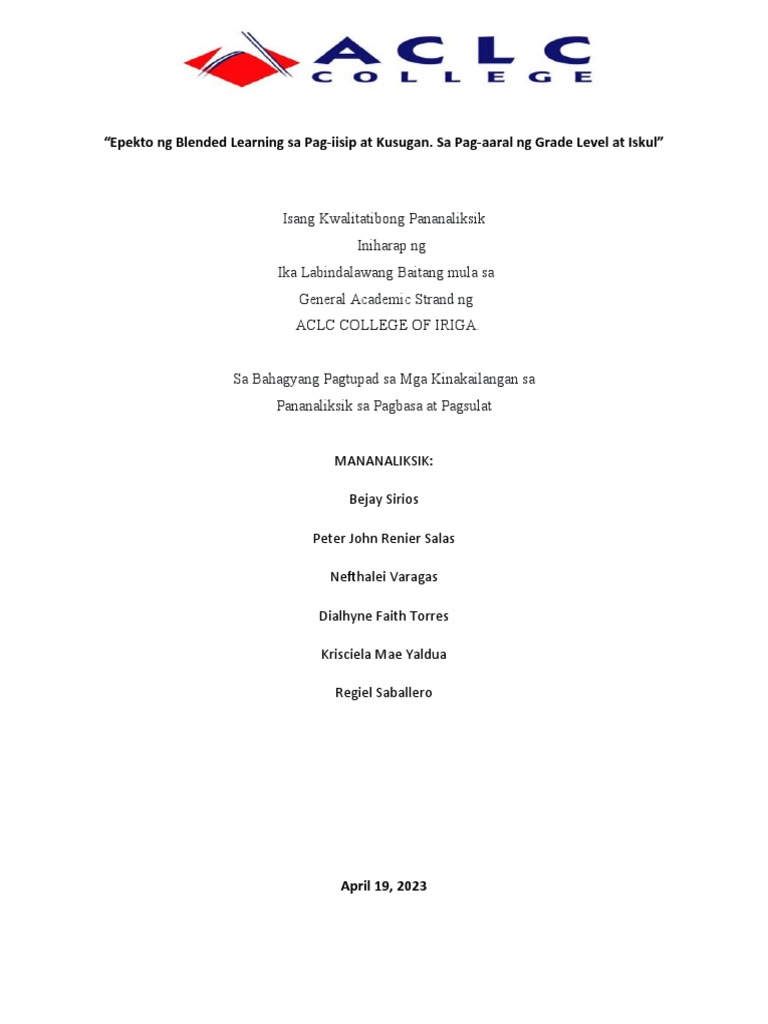 Pananaliksik Group 4 Pdf