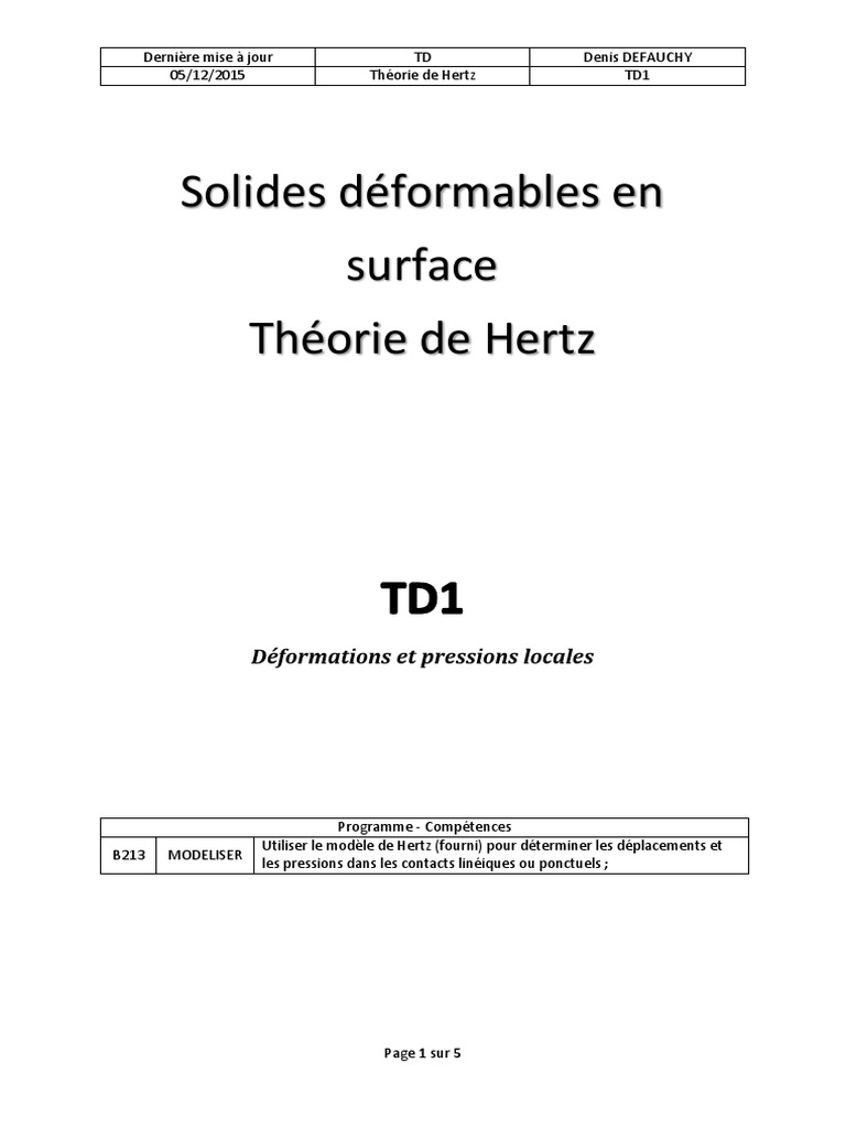 TD1 1 | PDF | Piston | Physique appliquée et interdisciplinaire