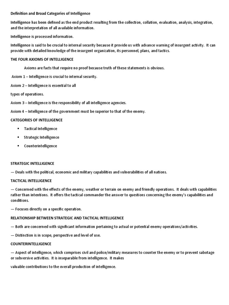 Definition and Broad Categories of Intelligence | PDF | Computers