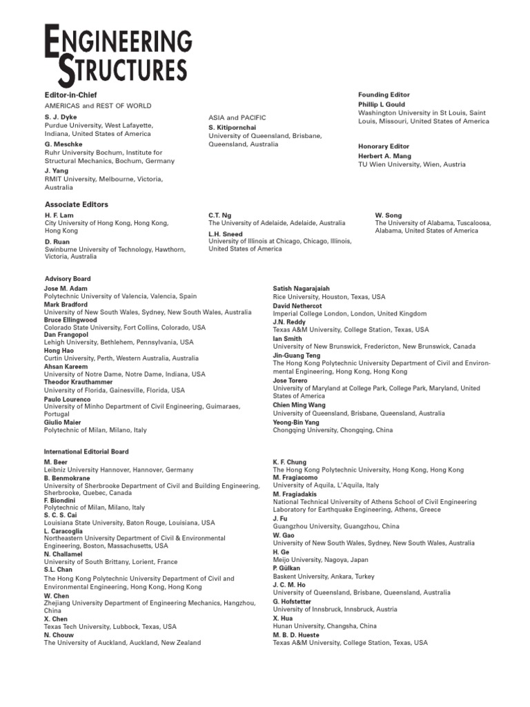 Editorial-Board 2022 Engineering-Structures | PDF | Universities And ...