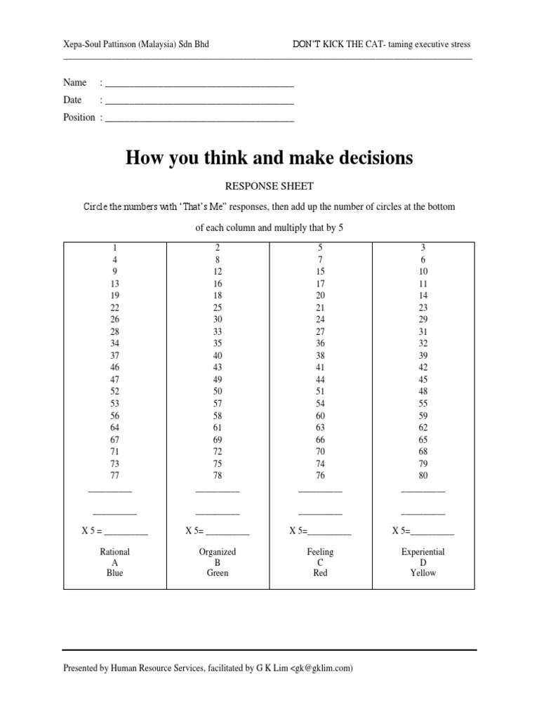3.don't Kick The Cat-Response Sheet | PDF