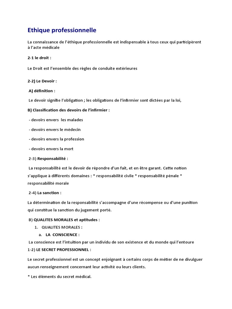 Ethique Professionnelle | PDF