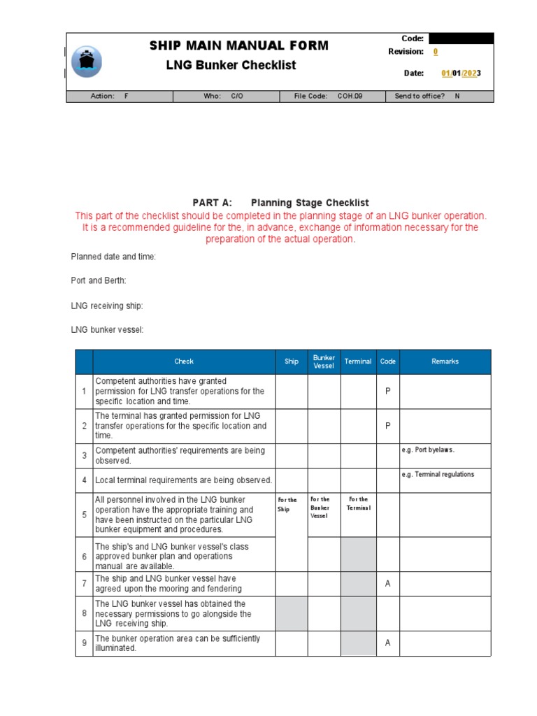 LNG Bunker Checklist | Download Free PDF | Liquefied Natural Gas | Ships