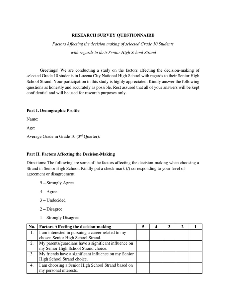 Decision-Making Factors for SHS Strands | PDF | Decision Making