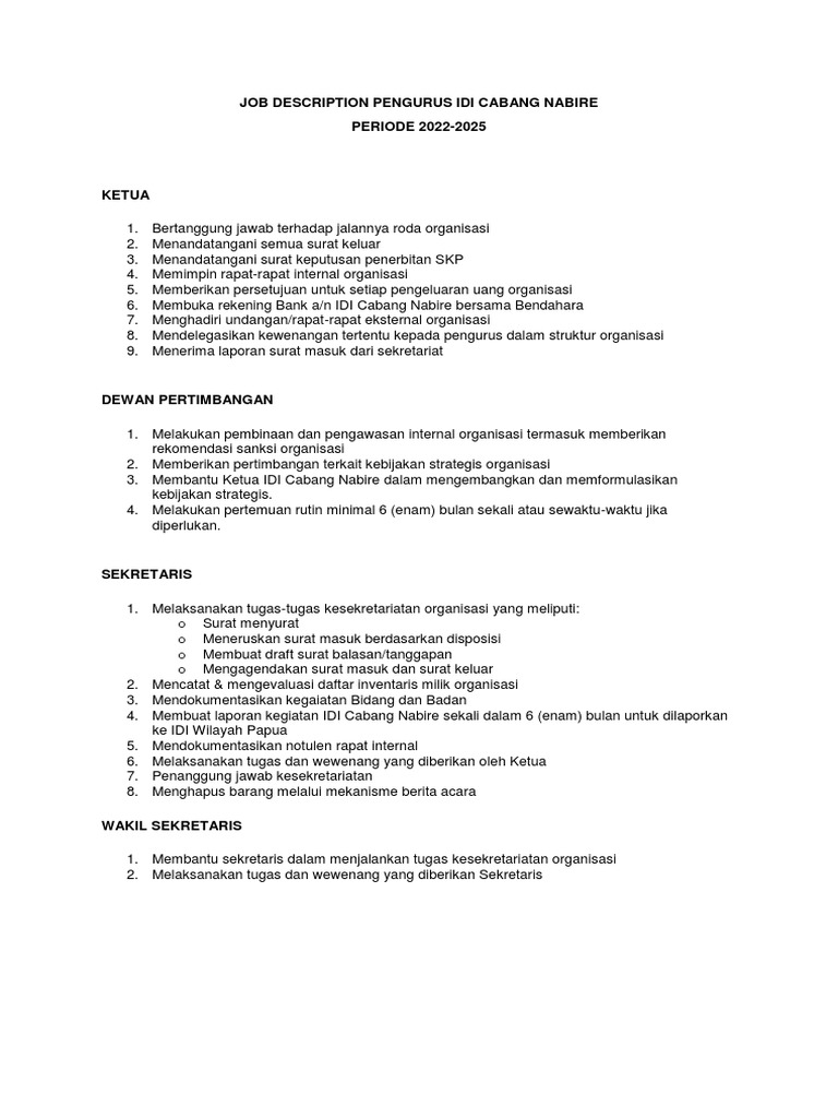 JOBDESC Pengurus IDI | PDF | Karier & Perkembangan | Pengelolaan ...